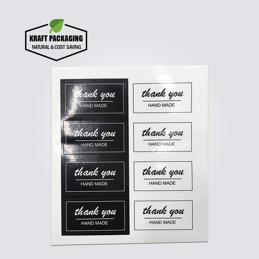 Black and white handmade sticker labels for box bag packaging | Kraft ...