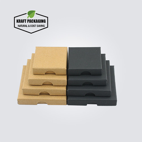 Small Kraft Rigid Telescoping Gift Boxes With Finger Notch and Foam Insert