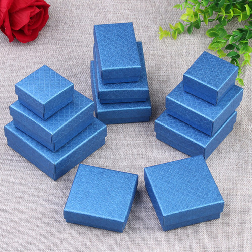 Blue Diamond-textured Paper Cardboard Jewelry Gift Boxes With Foam ...