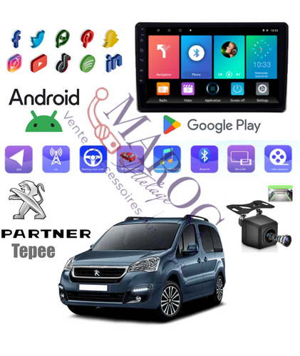 Android autoradio Peugeot Partner tepee / citroen berlingo 2 multimédia ...