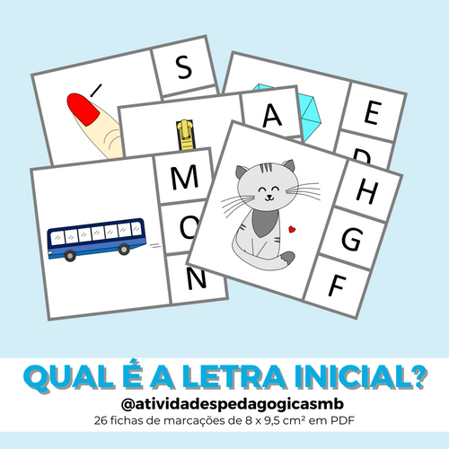 FICHAS DE MARCAÇÕES - qual é a letra inicial? | Atividades Pedagógic