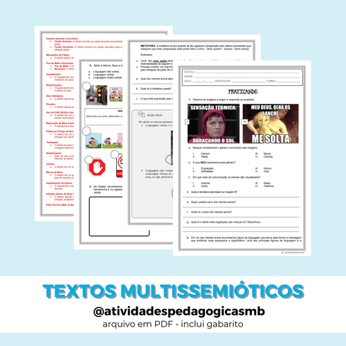 ATIVIDADE - textos multissemióticos | Atividades Pedagógic