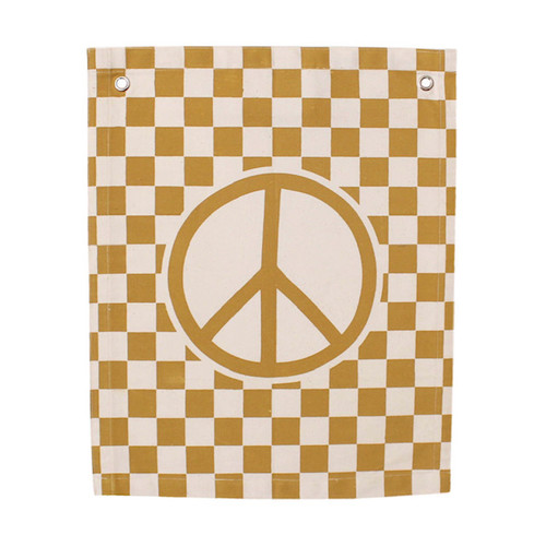 Checkered Peace Sign Banner | Darling Dice