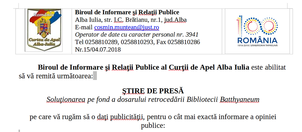 Biblioteca Batthyaneum este a Romaniei