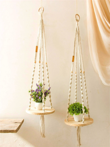 Round Pine wood hanging shelves | Karighar