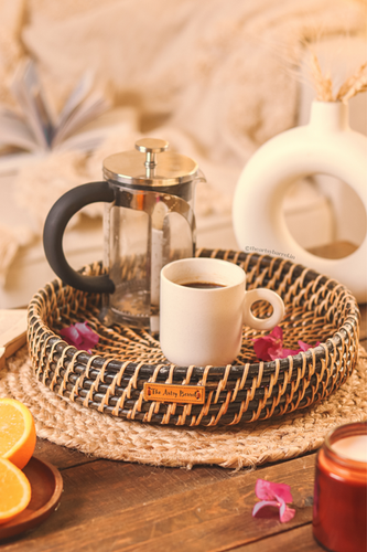 Natural Black Cane Tray Set - 3 trays | Karighar