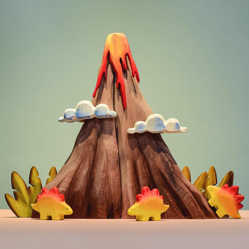 Bumbu Toys Wooden Volcano, Lava and Clouds | themulberrytreehouse