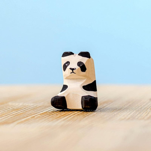 Bumbu Toys Wooden Panda Bear Cub Figurine | themulberrytreehouse