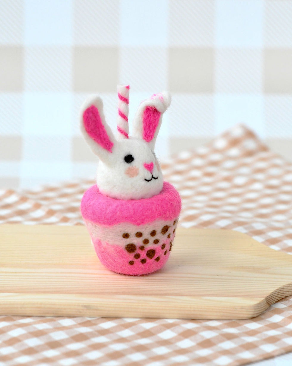 Tara Treasures Felt Bunny Boba Bubble Tea Drink | themulberrytreehouse