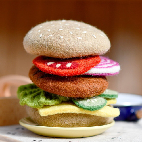 Tara Treasures Handmade Felt Burger Stack Play Food Set ...