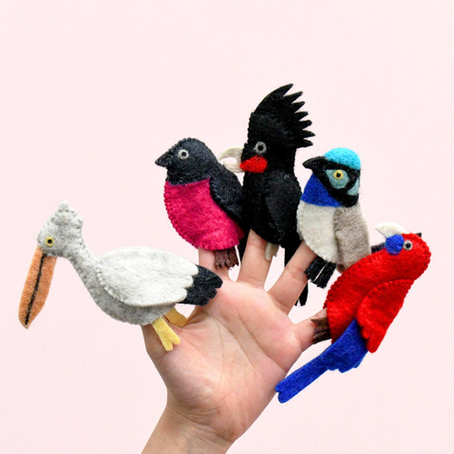 Tara Treasures Felt Australian Colorful Birds, Finger Puppet Set ...