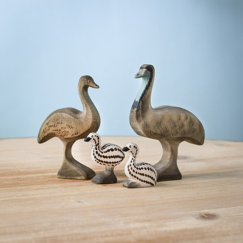Bumbu Toys Handcrafted Wooden Emu Family Set | themulberrytreehouse