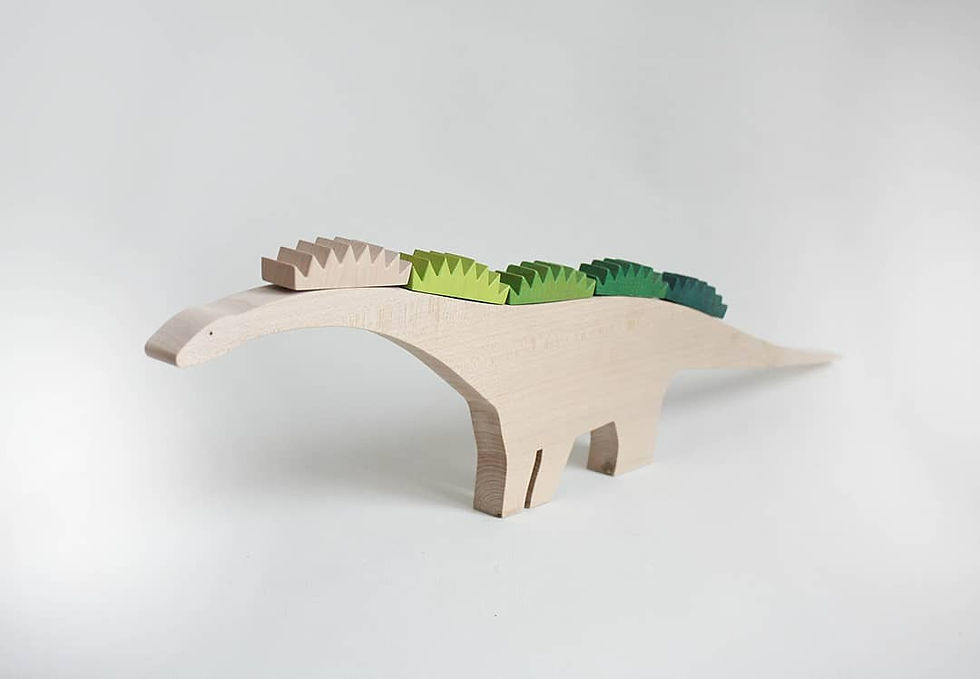 Handmade Wooden Diplodocus Dinosaur Toy Set-Natural (2 Pieces ...