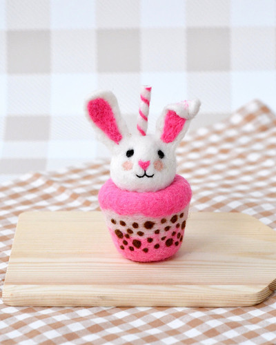 Tara Treasures Felt Bunny Boba Bubble Tea Drink | themulberrytreehouse