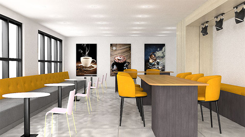 Atran Canteen Set Up in White & Yellow | Ergoflex (I) Pvt Ltd