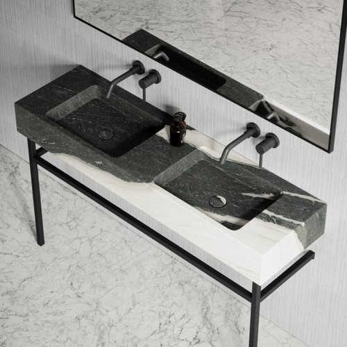 Luxury Panda Marble Above Vanity Double Sink or Wall Hung Sink ...