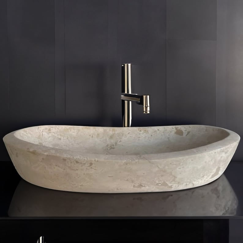 Travertine Ellipse Sink , Italian Marble Washbasin | Oceania washbasin