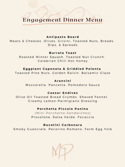 SAMPLE MENUS | Mountain Provisions