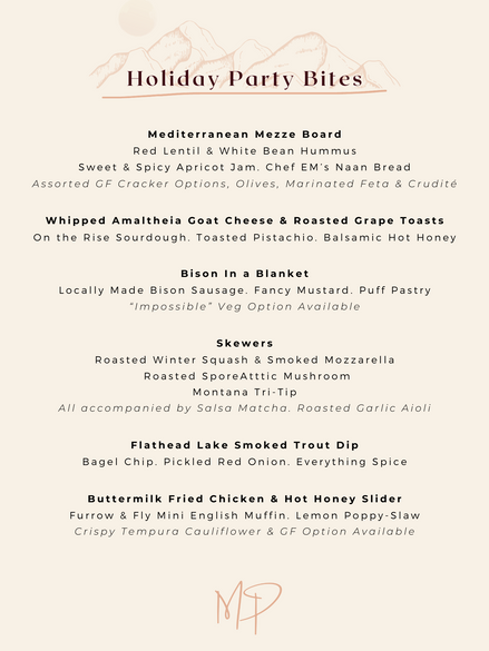 SAMPLE MENUS | Mountain Provisions