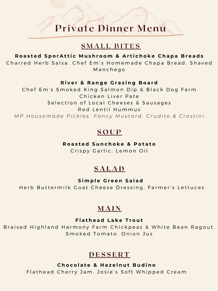 SAMPLE MENUS | Mountain Provisions