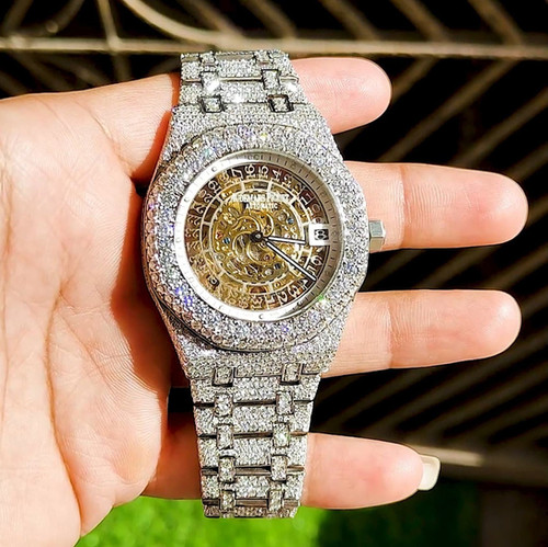 fully iced out AP moissanite watch | Bhatiya Gems & Jewel
