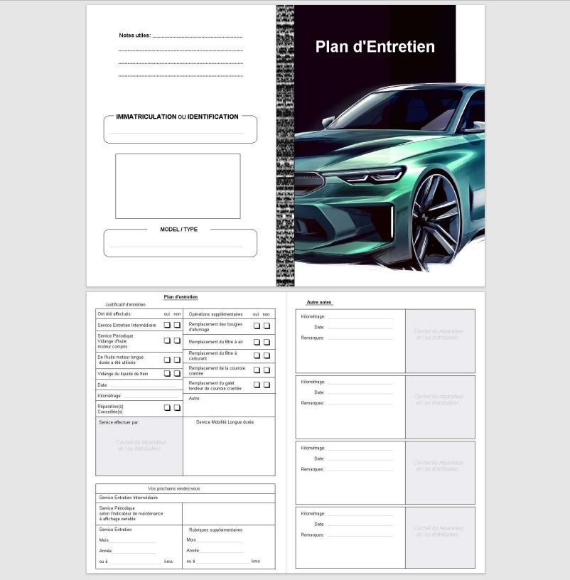 Fiche entretien, location, état du véhicule PDF