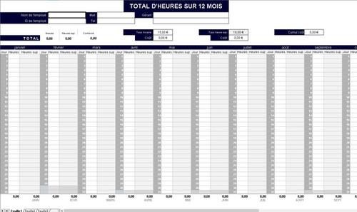 Tableau horaire de travail | Plaquiste