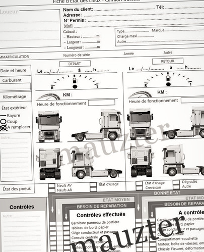 État des lieux d'un tracteur routier 3.5.2 | Fiche entretien auto