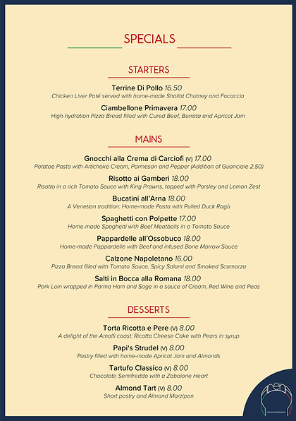 MENU | ArenaRistoranteCaffe