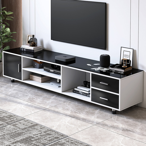 TV004 - Glass Top Dark Simple Modern TV Stand | Pro Lite All Van