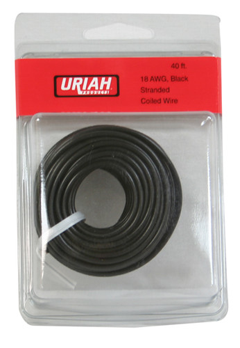Wire 18 AWG Stranded Black Insul - 40 Feet | Uriah Products