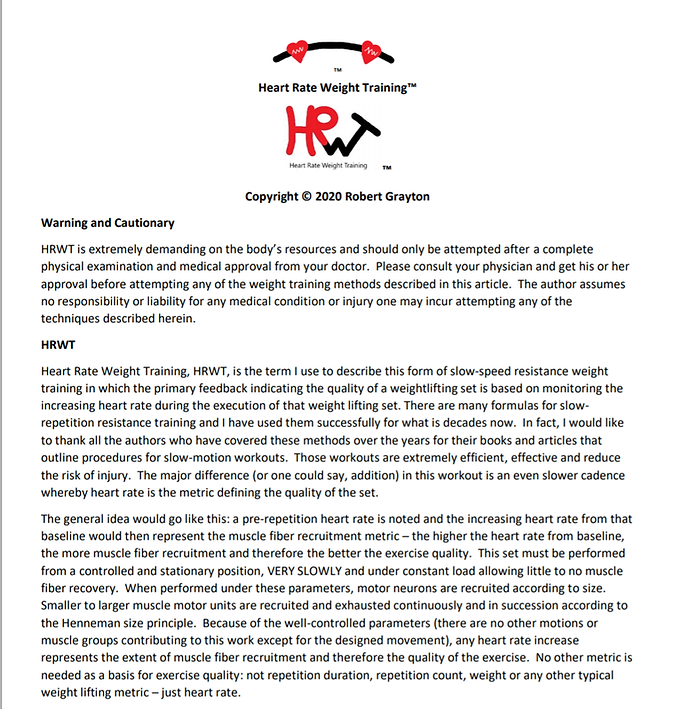 Hrwt Definition Heart Rate Weight Training