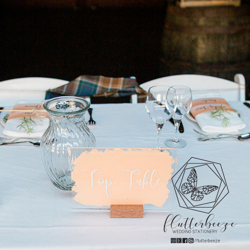 A5 Acrylic Table numbers with wooden stands | Flutterbeeze