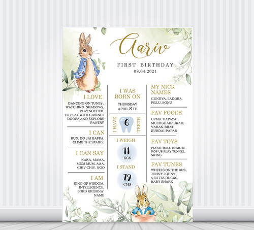 Peter Rabbit theme Customized Chalk Board Poster / Milestone board for ...