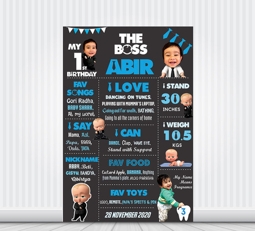 Boss Baby Theme Chalk Board Poster/milestone board | Chalk Board Poster