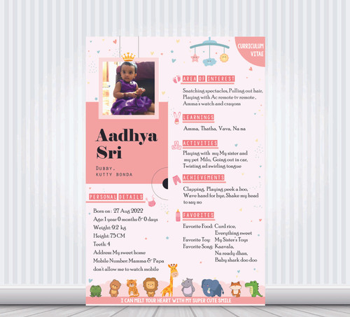 Cute Baby Resume Theme Chalk Board Poster / Milestone board for ...