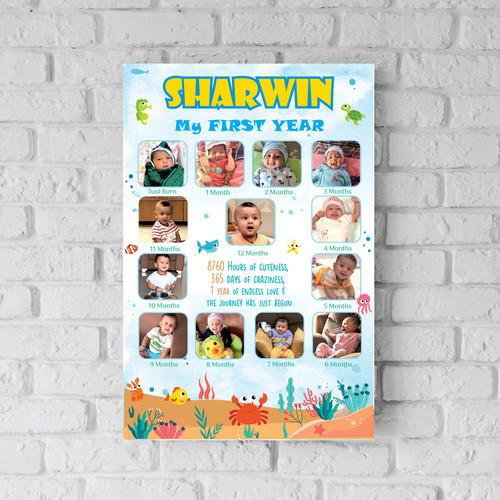 Under Water Fish Photo Collage poster | Chalk Board Poster