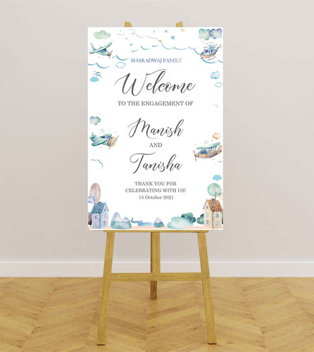 Aeroplane Theme Birthday party Welcome Board | Chalk Board Poster