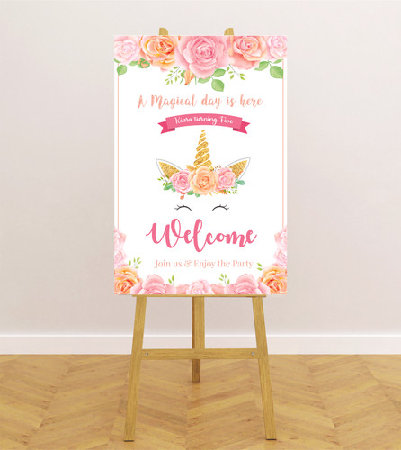 Unicorn Birthday Welcome Board | Chalk Board Poster
