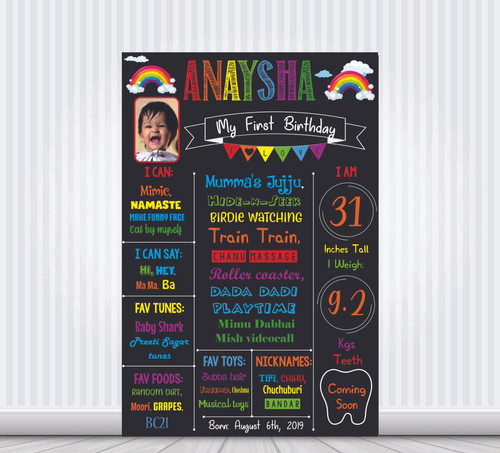 Classic Rainbow theme Chalk Board / Milestone Poster | Chalk Board Poster