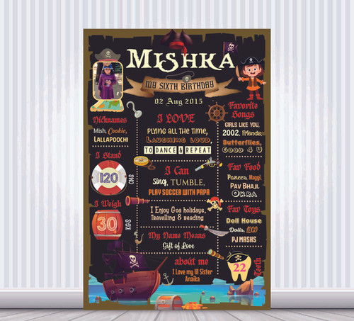 Pirate Theme Chalk Board Poster / Milestone board for Birthday | Chalk ...