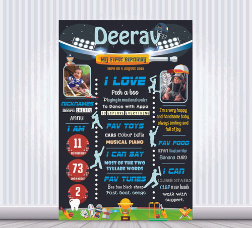 Cricket Theme Chalk Board Poster / Milestone board for Birthday | Chalk ...