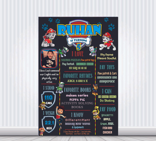 Paw Patrol Cartoon Theme Chalk Board / Milestone poster | Chalk Board ...