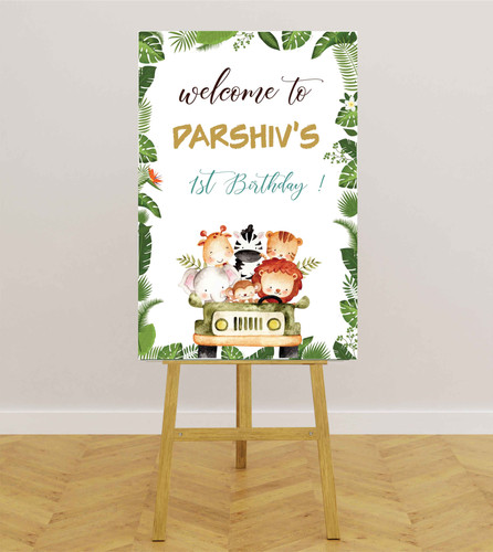 Jungle safari Birthday party Welcome Board | Chalk Board Poster