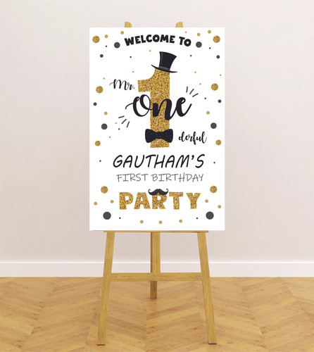 Mr. One Birthday Welcome Board | Chalk Board Poster
