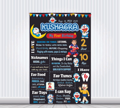 Doraemon Cartoon Theme Chalk Board / Milestone poster | Chalk Board Poster