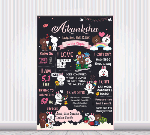 Cony & Bear theme Anniversary theme Poster | Chalk Board Poster