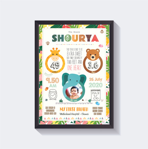 New born baby details chalkboard poster | Chalk Board Poster