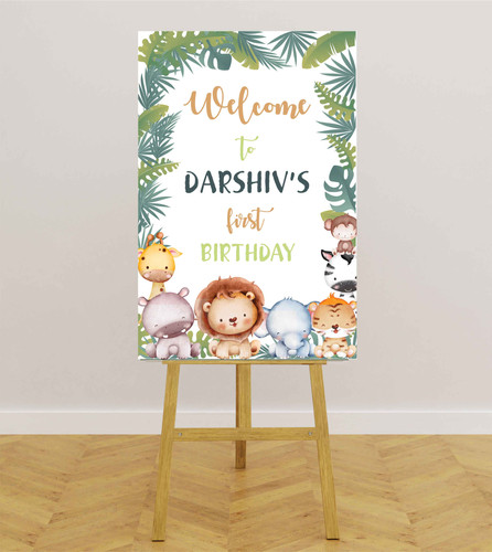 Jungle Birthday party Welcome Board | Chalk Board Poster