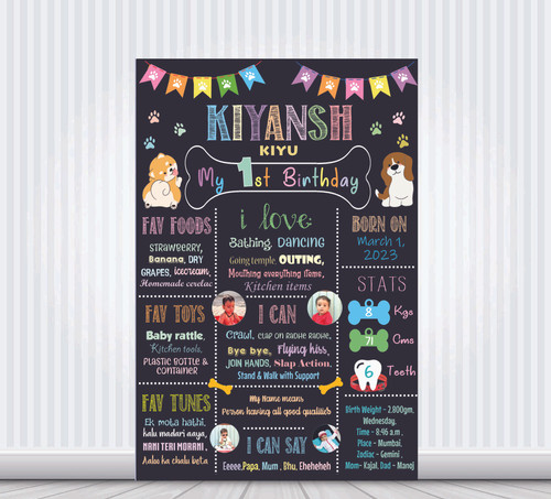 Cat & Dog Pet birthday chalk Board / Milestone Poster | Chalk Board Poster